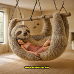 These Giant Sloth Swing Loungers Turn Nap Time Into a Cozy Jungle Retreat