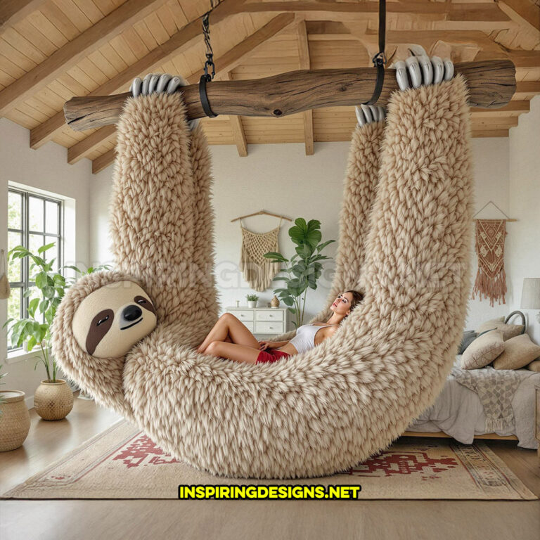 These Giant Sloth Swing Loungers Turn Nap Time Into a Cozy Jungle Retreat