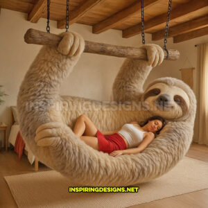 These Giant Sloth Swing Loungers Turn Nap Time Into a Cozy Jungle Retreat