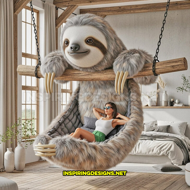 These Giant Sloth Swing Loungers Turn Nap Time Into a Cozy Jungle Retreat