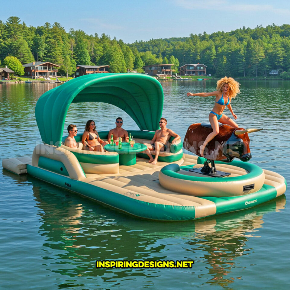 These Inflatable Mechanical Bull Lake Floats Turn Summer Parties Into ...