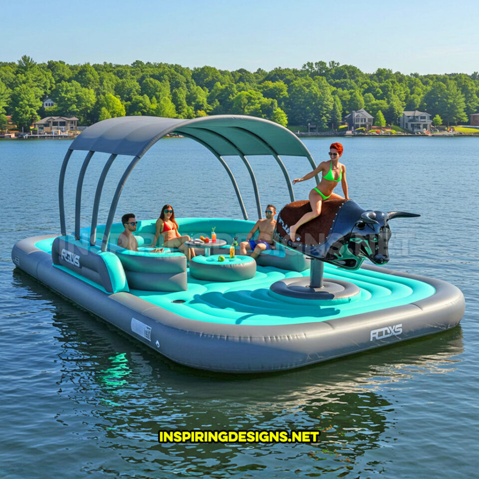 These Inflatable Mechanical Bull Lake Floats Turn Summer Parties Into ...
