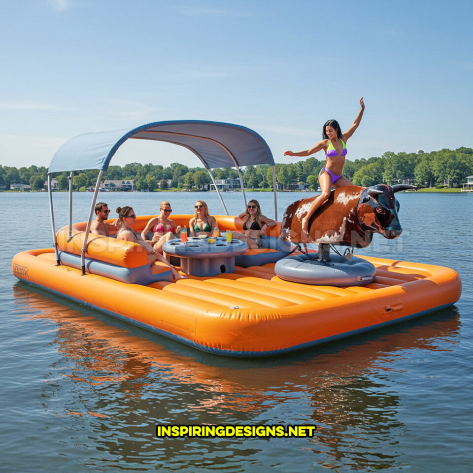 These Inflatable Mechanical Bull Lake Floats Turn Summer Parties Into ...