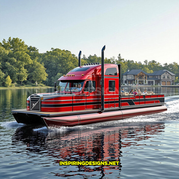 These Semi-Truck Pontoon Boats Turn Every Lake into a Highway of Fun