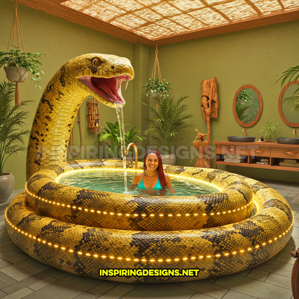 These Snake Bathtubs Pour Water from Fangs And Coil Around You