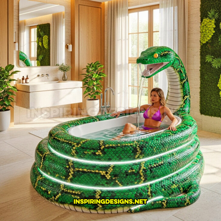 These Snake Bathtubs Pour Water from Fangs And Coil Around You