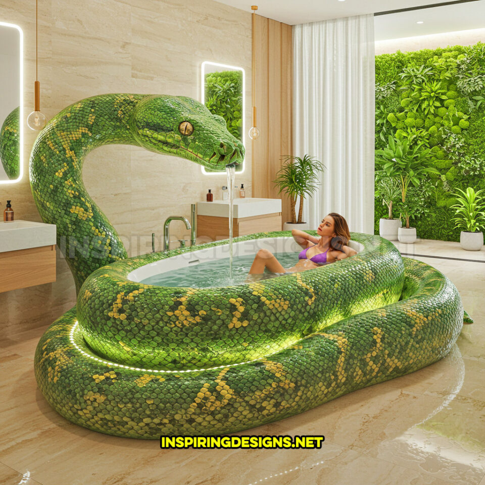 These Snake Bathtubs Pour Water from Fangs And Coil Around You