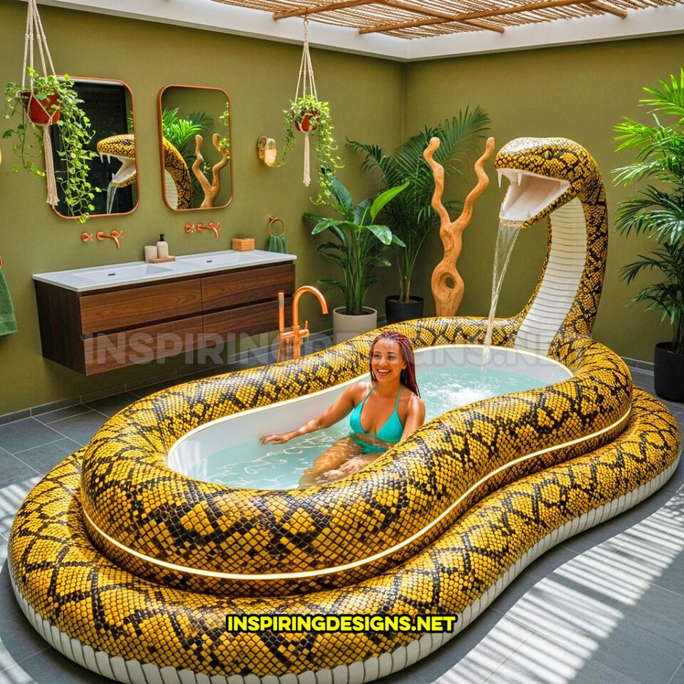 These Snake Bathtubs Pour Water from Fangs And Coil Around You