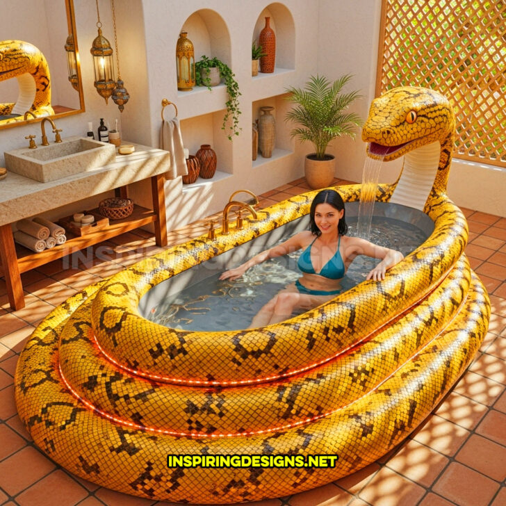 These Snake Bathtubs Pour Water from Fangs And Coil Around You