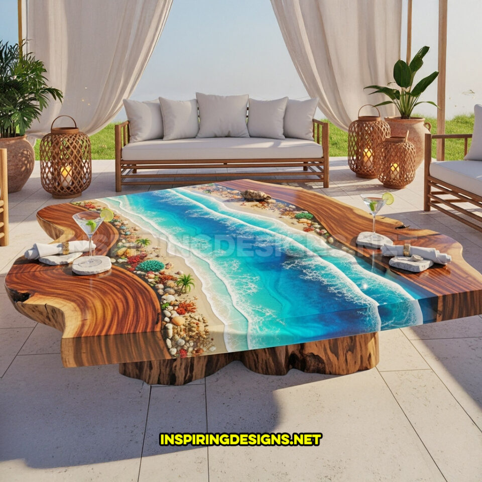 Epoxy Scene Patio Tables