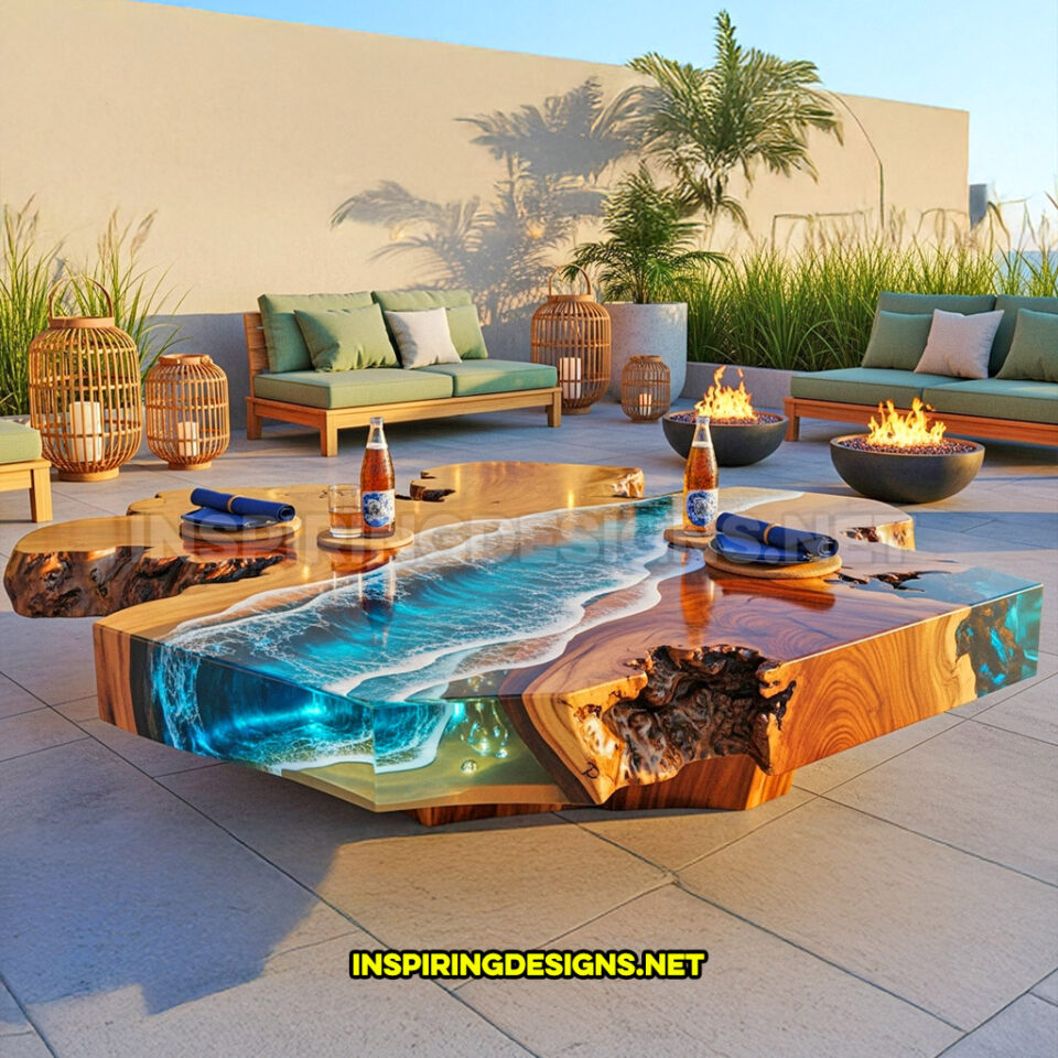 Epoxy Scene Patio Tables