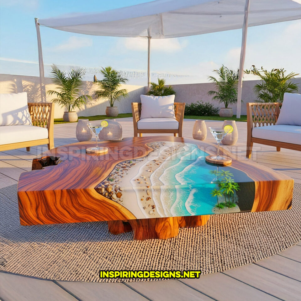 Epoxy Scene Patio Tables