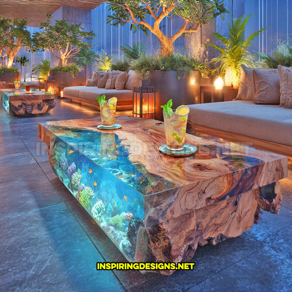 Epoxy Scene Patio Tables
