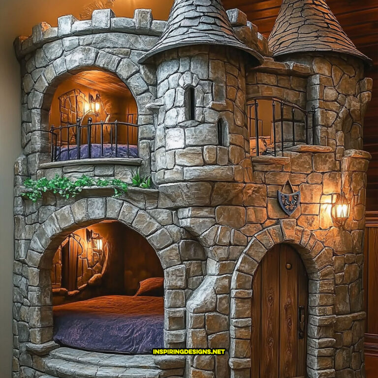 These Castle Bunk Beds With Stairs Turn Kid Rooms Into Medieval Kingdoms