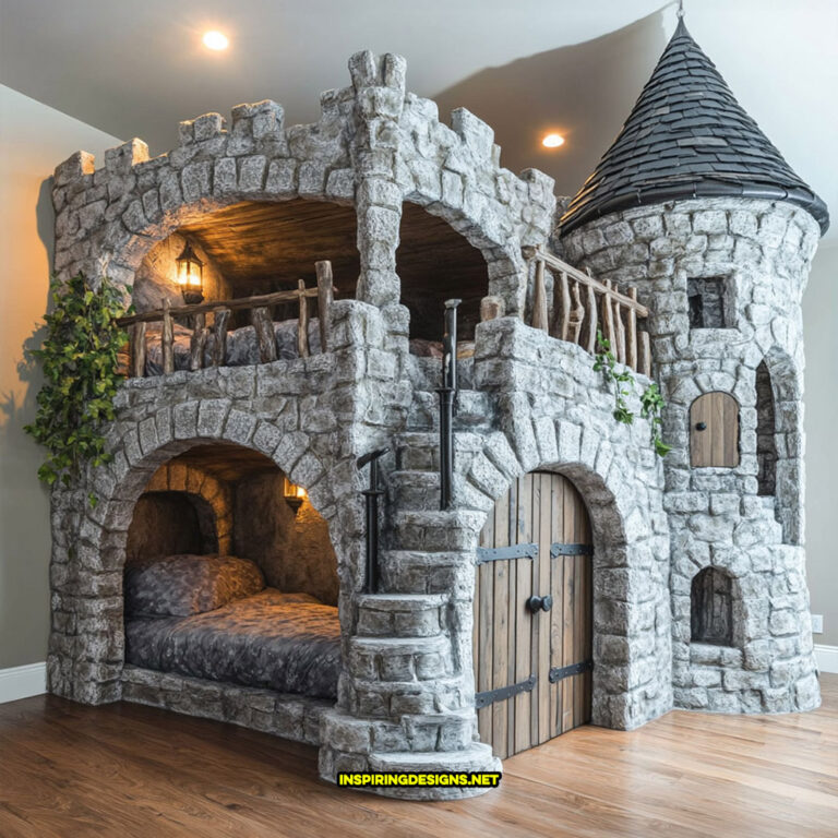 These Castle Bunk Beds With Stairs Turn Kid Rooms Into Medieval Kingdoms