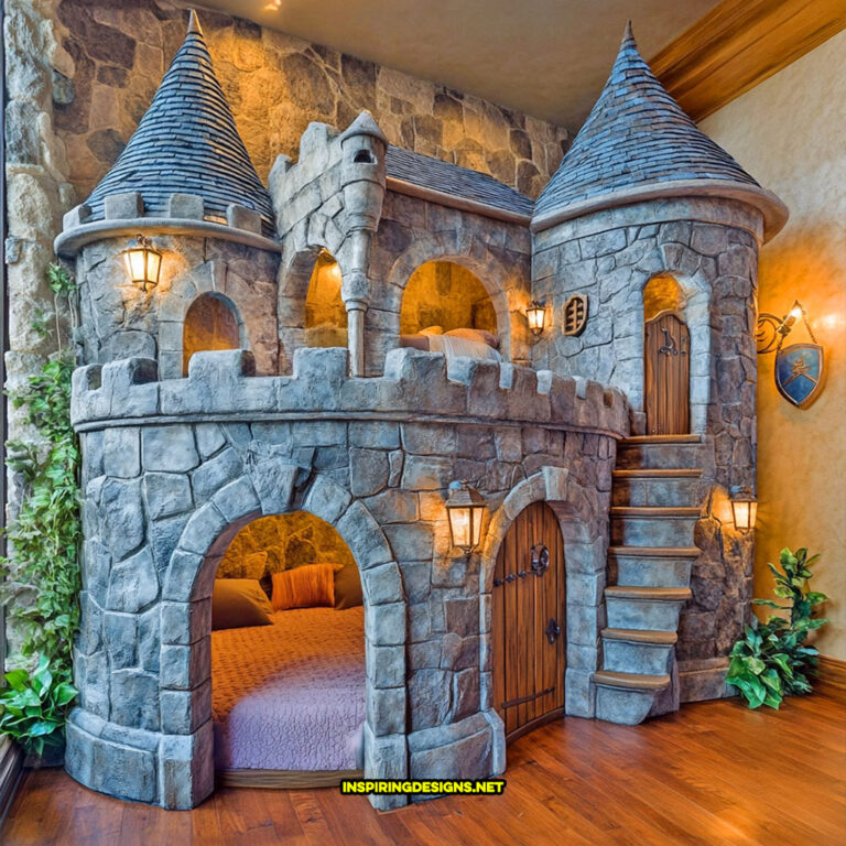 These Castle Bunk Beds With Stairs Turn Kid Rooms Into Medieval Kingdoms