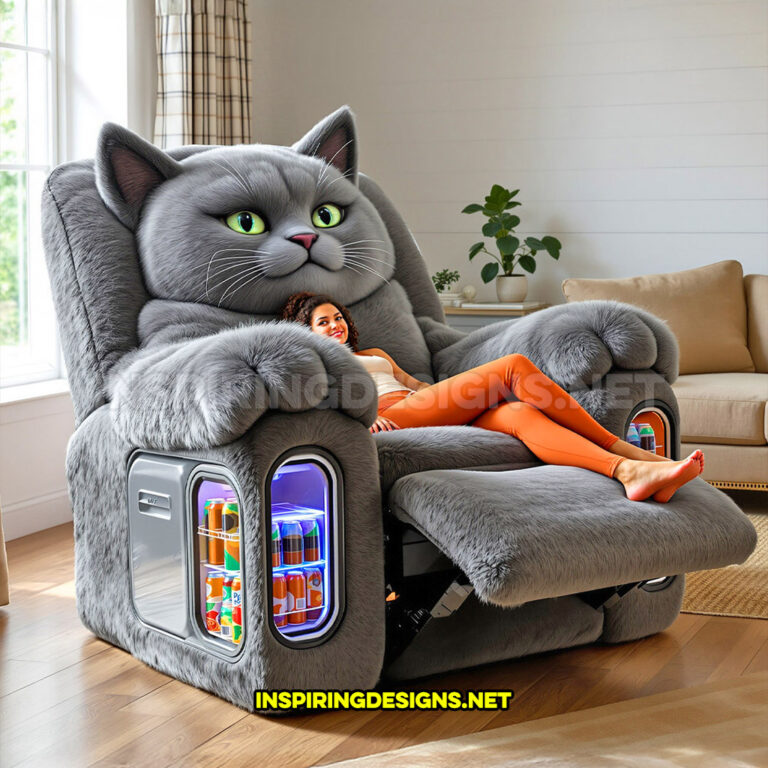 These Giant Cat Recliners Have Built-in Mini Fridges