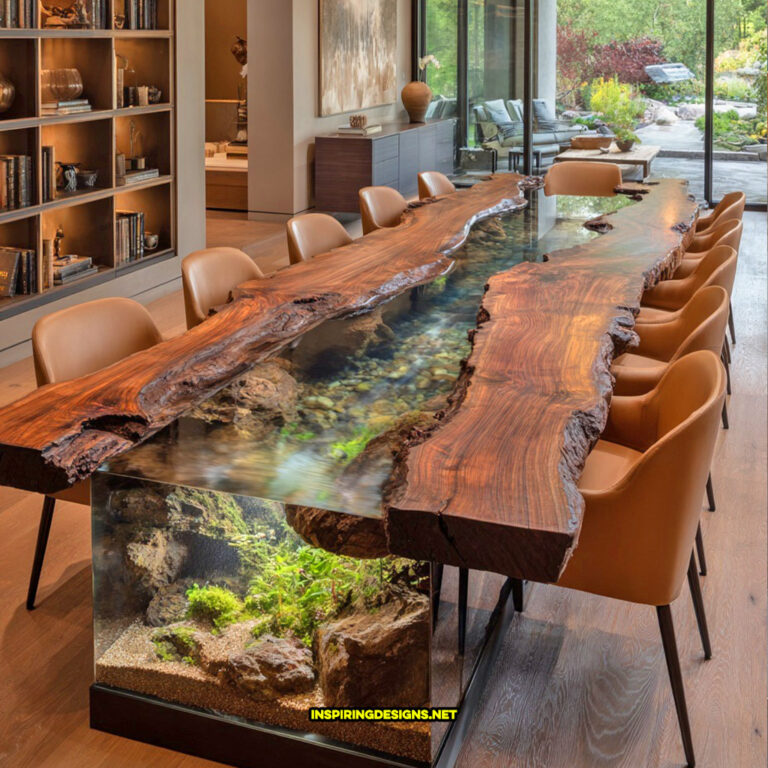 These Wooden Dining Tables Have Real Flowing Rivers In Them!