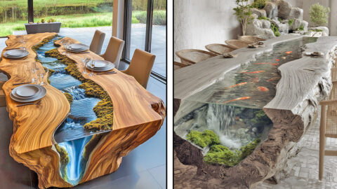 These Wooden Dining Tables Have Real Flowing Rivers In Them!