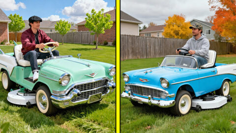 These Classic Car Riding Mowers Turn Yard Work Into a Joyride