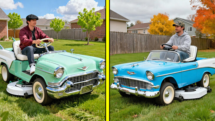 These Classic Car Riding Mowers Turn Yard Work Into a Joyride