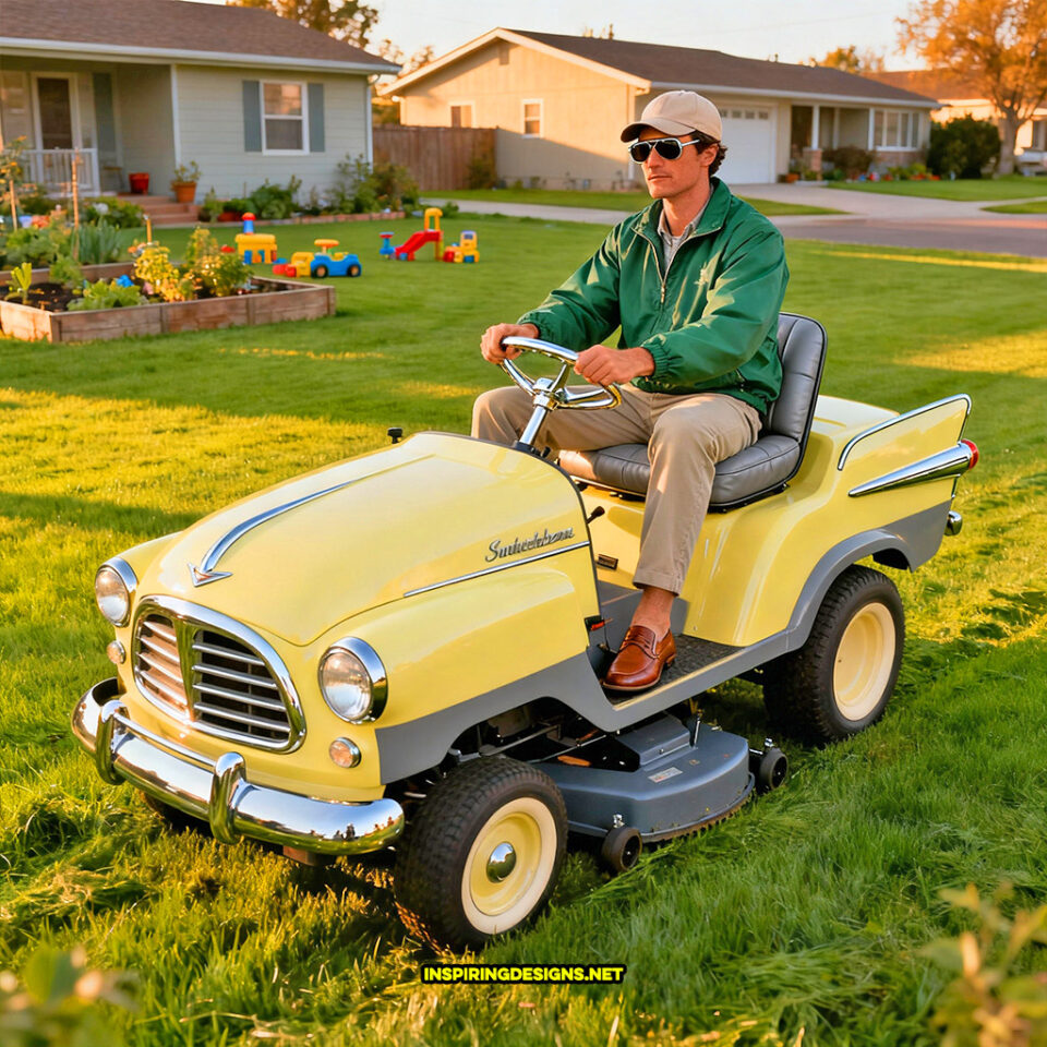 These Classic Car Riding Mowers Turn Yard Work Into a Joyride