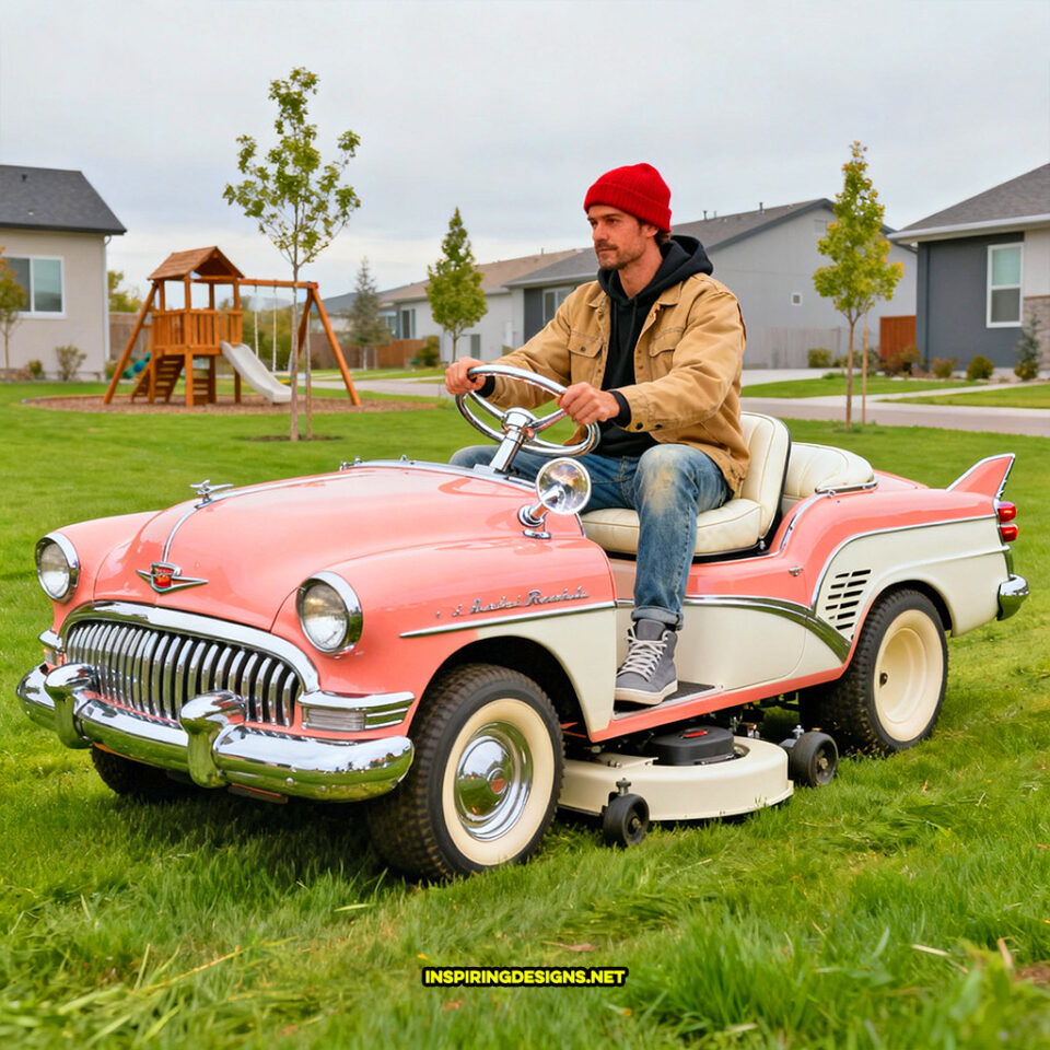 These Classic Car Riding Mowers Turn Yard Work Into a Joyride