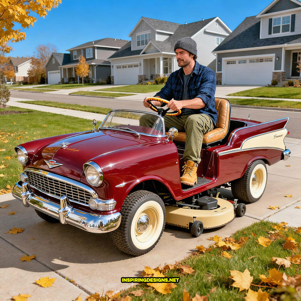 These Classic Car Riding Mowers Turn Yard Work Into a Joyride