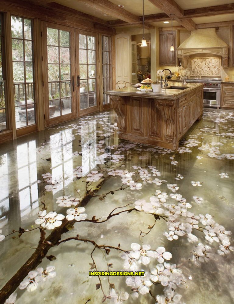 These Epoxy Tree Flooring Designs Turn Your Home Into a Serene Forest