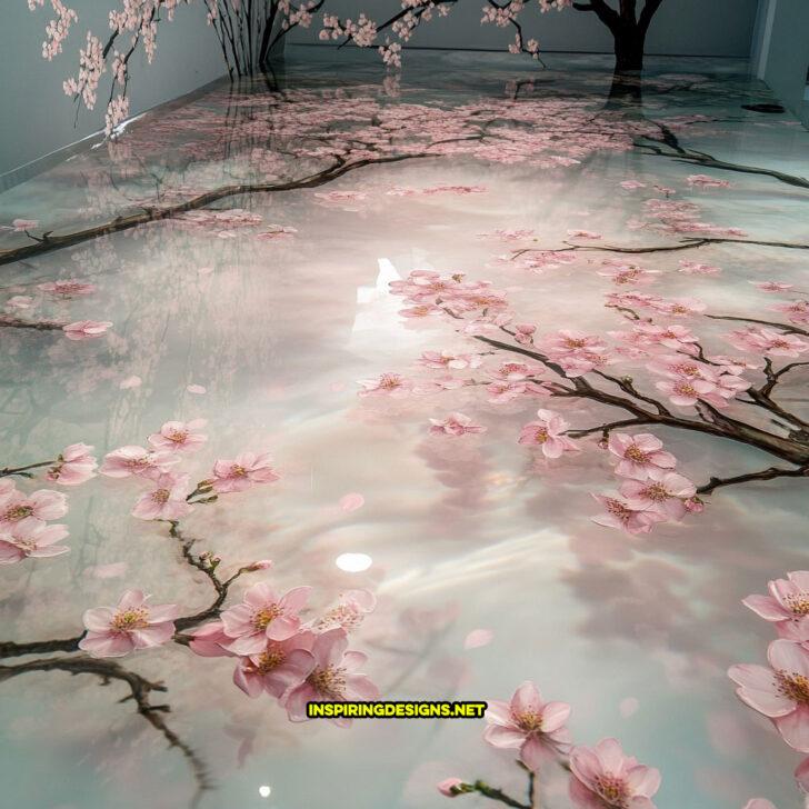 These Epoxy Tree Flooring Designs Turn Your Home Into a Serene Forest