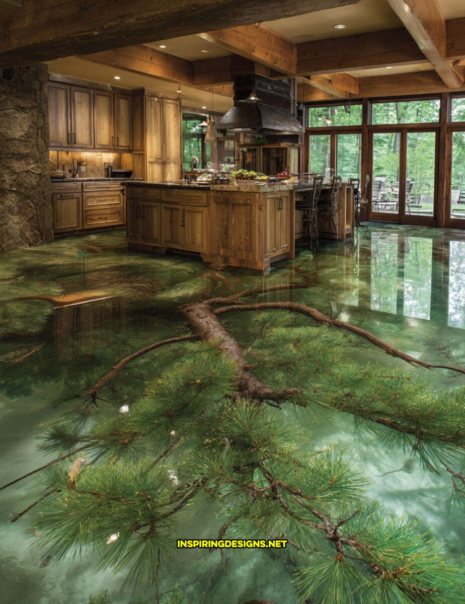 These Epoxy Tree Flooring Designs Turn Your Home Into a Serene Forest