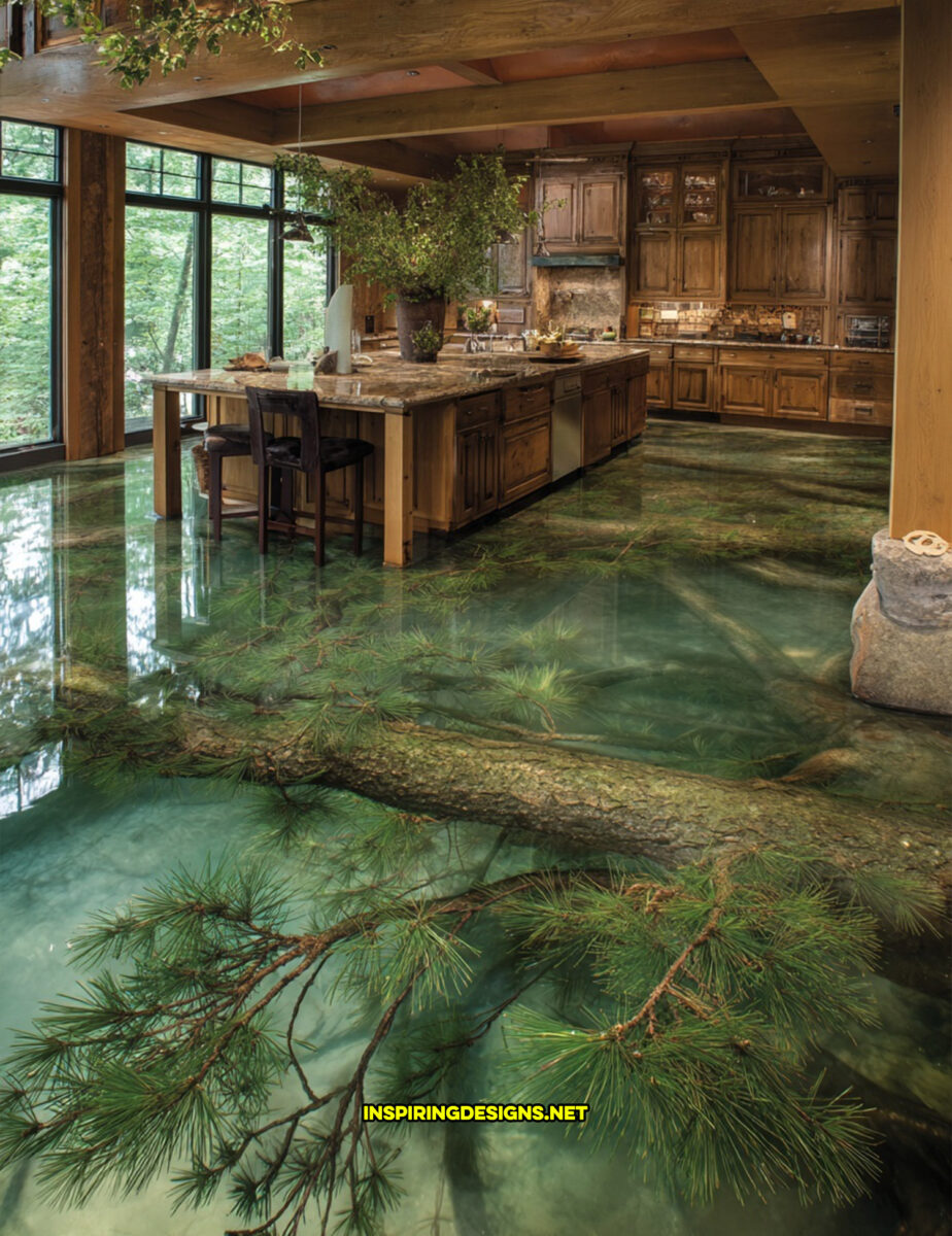 These Epoxy Tree Flooring Designs Turn Your Home Into a Serene Forest