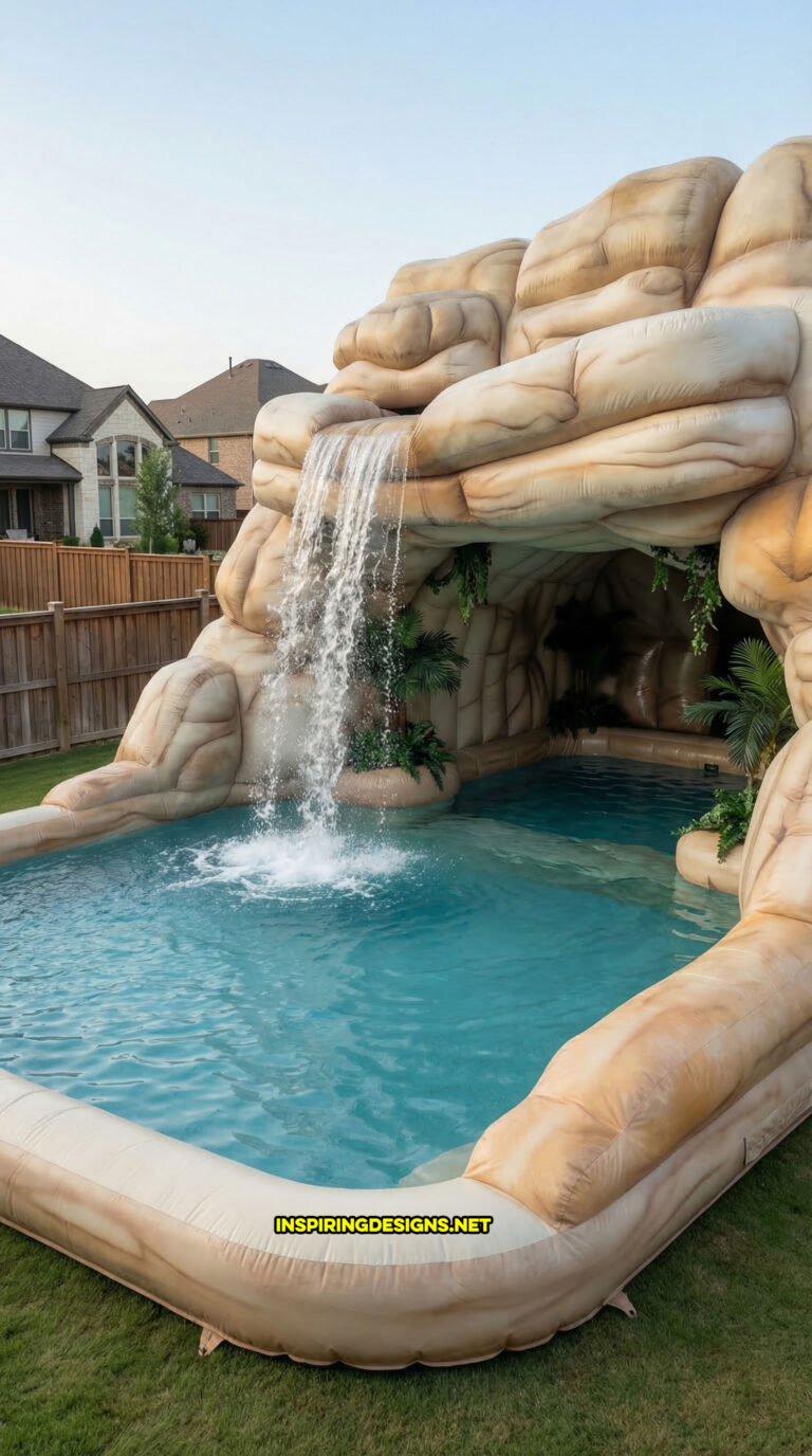 These Inflatable Cave Waterfall Pools Are the Ultimate Summer Backyard Flex