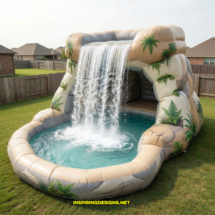 These Inflatable Cave Waterfall Pools Are the Ultimate Summer Backyard Flex