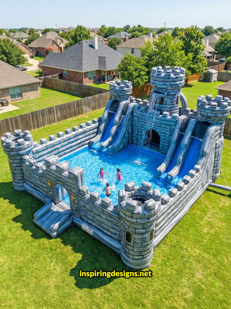 These Giant Inflatable Castle Pools Create a Backyard Medieval Water ...