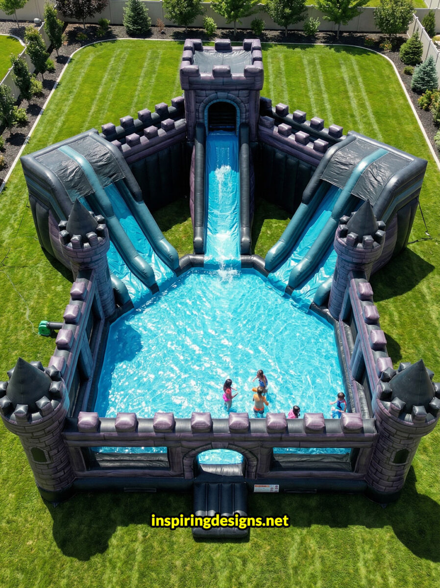 These Giant Inflatable Castle Pools Create a Backyard Medieval Water ...
