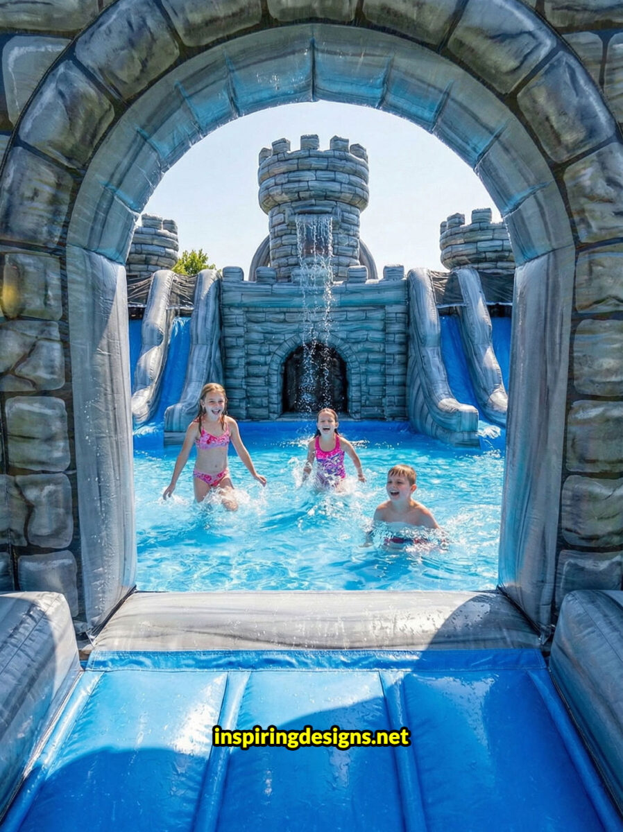 These Giant Inflatable Castle Pools Create a Backyard Medieval Water ...