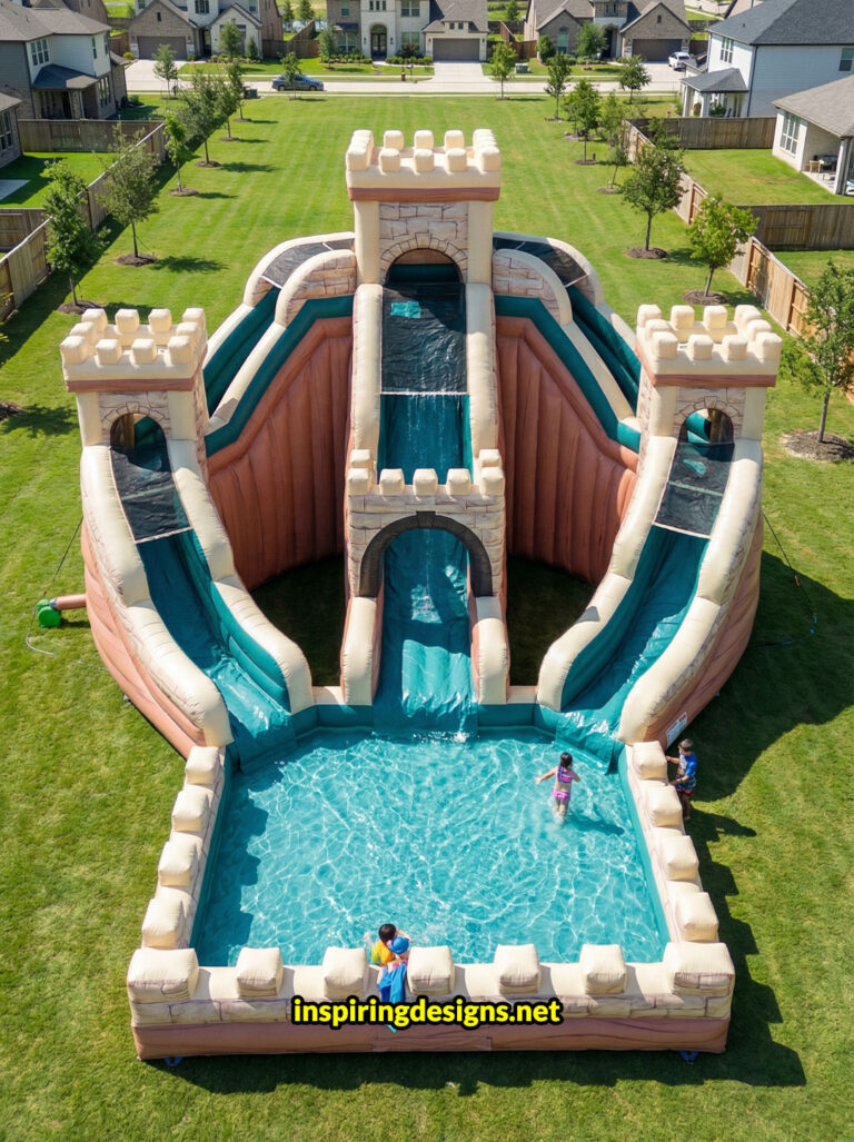 These Giant Inflatable Castle Pools Create a Backyard Medieval Water ...