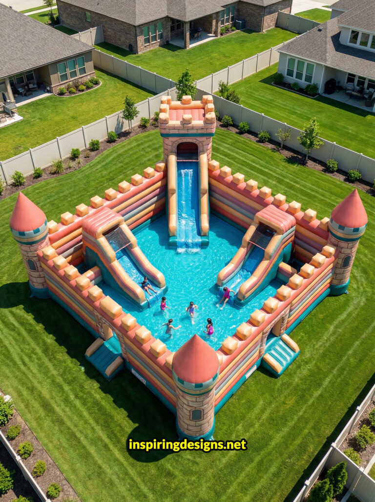 These Giant Inflatable Castle Pools Create a Backyard Medieval Water ...
