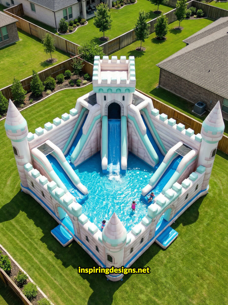 These Giant Inflatable Castle Pools Create a Backyard Medieval Water ...