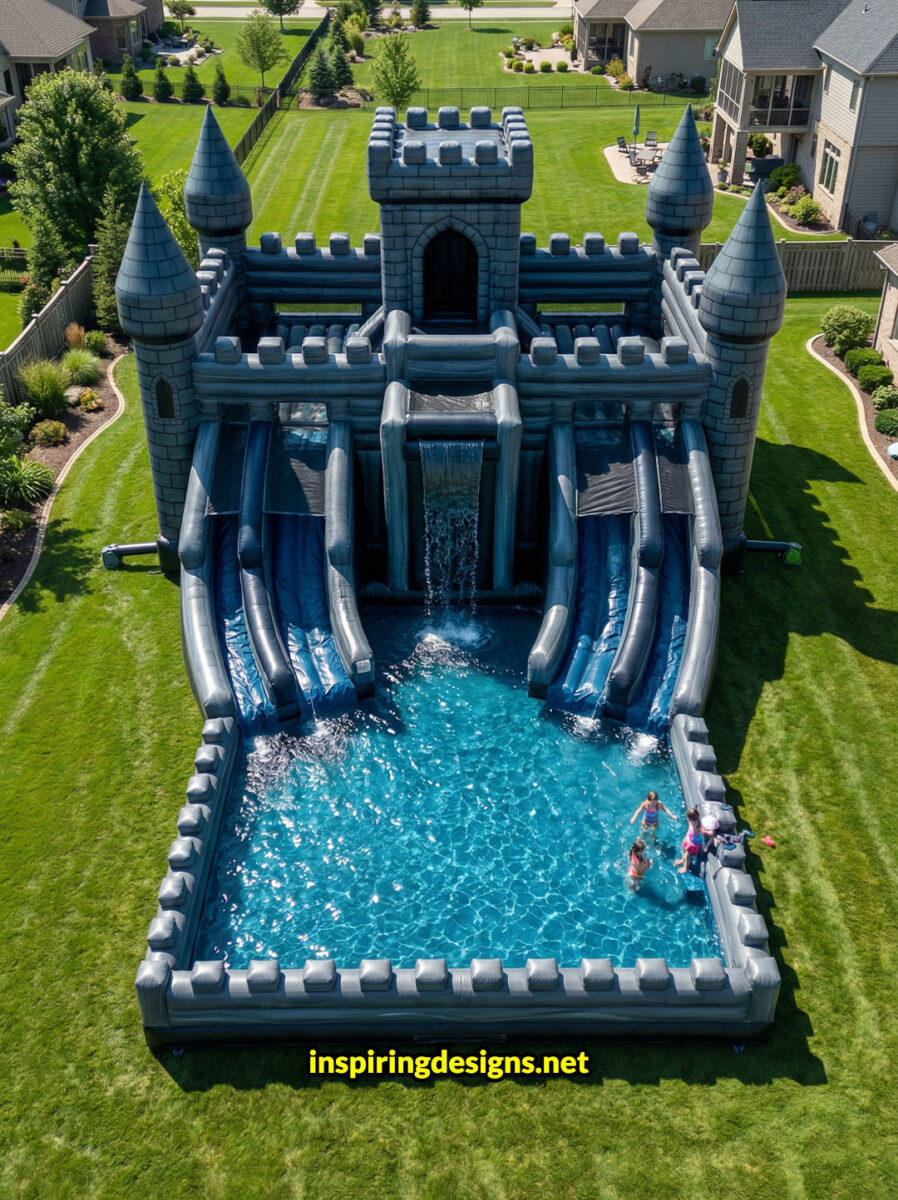 These Giant Inflatable Castle Pools Create a Backyard Medieval Water ...
