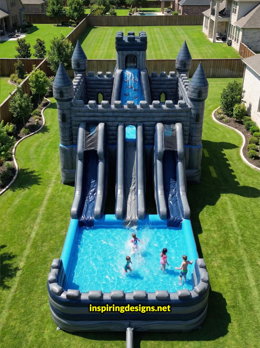 These Giant Inflatable Castle Pools Create a Backyard Medieval Water ...