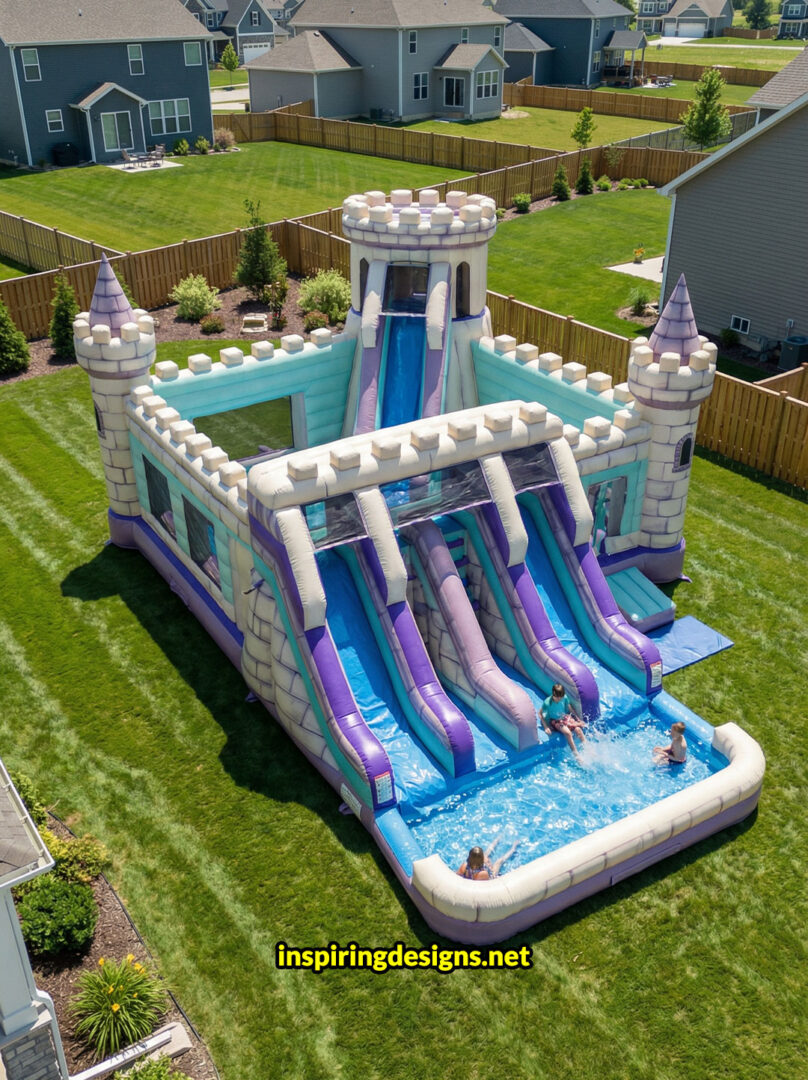 These Giant Inflatable Castle Pools Create a Backyard Medieval Water ...