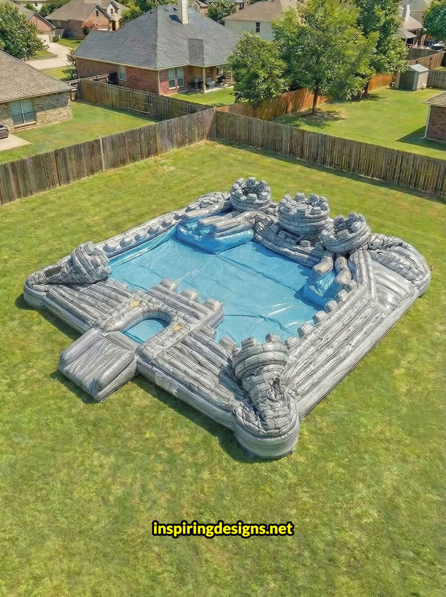 These Giant Inflatable Castle Pools Create a Backyard Medieval Water ...