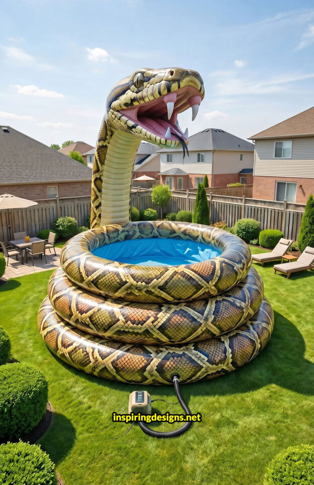 These Giant Inflatable Snake Pools Let You Swim In Their Coil