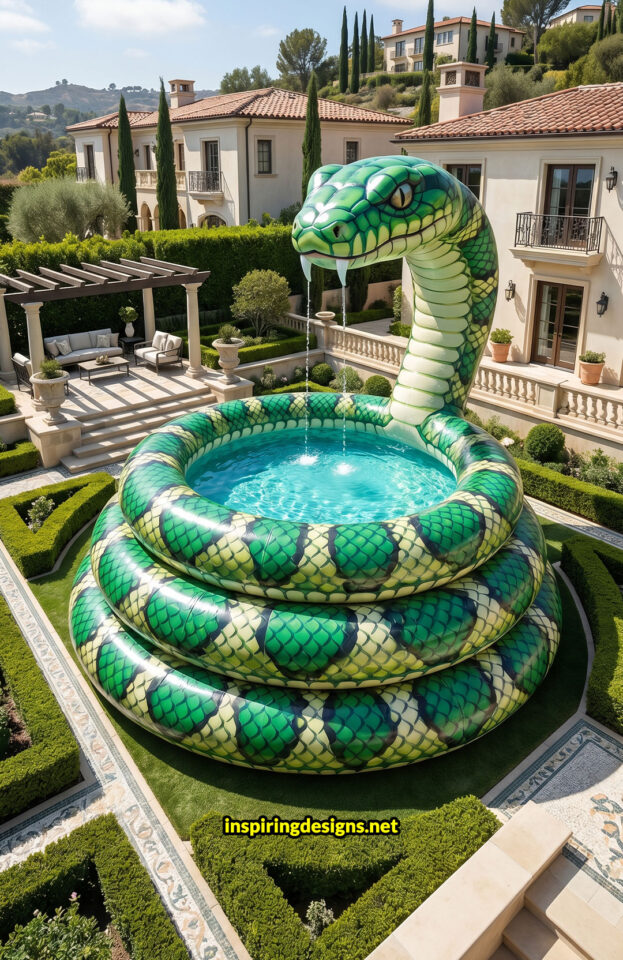 These Giant Inflatable Snake Pools Let You Swim In Their Coil
