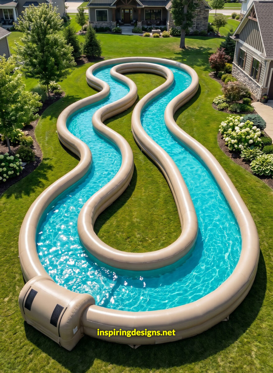 This Giant Inflatable Lazy River Pool Turns Any Backyard Into a Waterpark